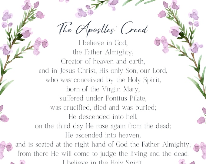 The Apostles' Creed Prayer, Catholic Prayer, Digital File Download ...