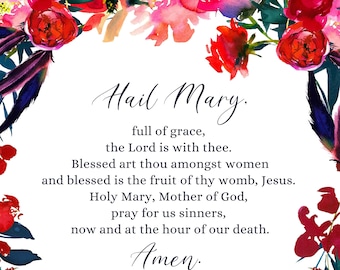Hail Mary Prayer Catholic Prayer Digital File Download - Etsy