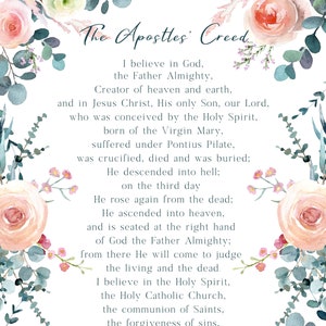 The Apostles' Creed Prayer, Catholic Prayer, Digital File Download - Etsy