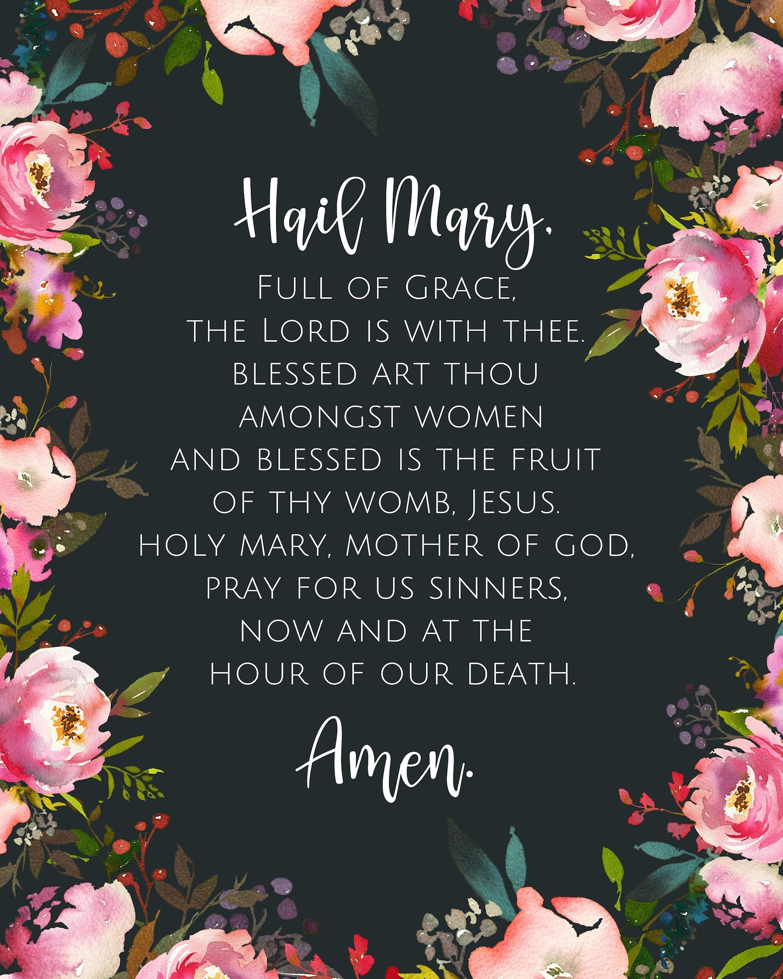 Hail Mary Prayer, Catholic Prayer Digital File Download - Etsy