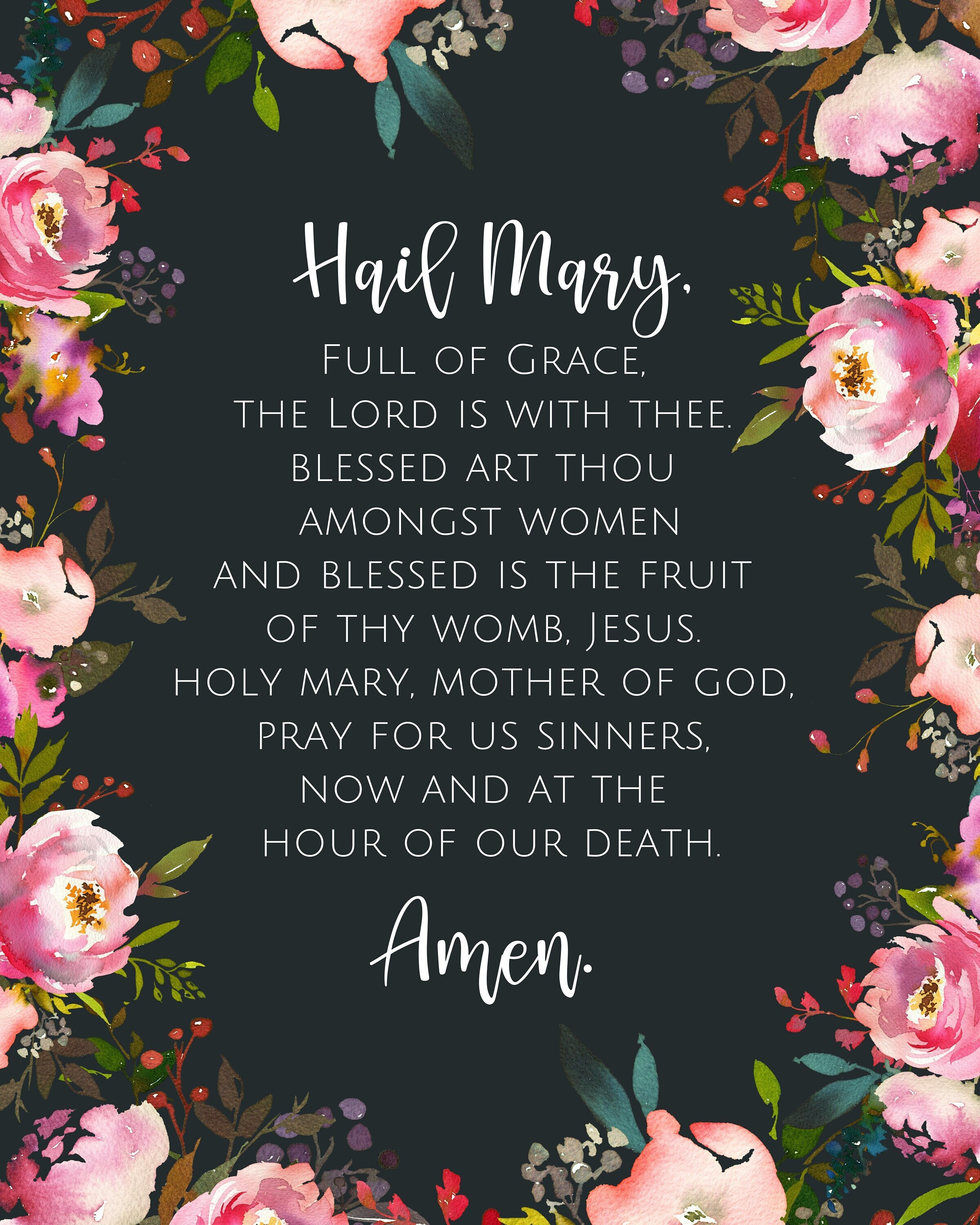 Hail Mary Prayer, Catholic Prayer Digital File Download - Etsy