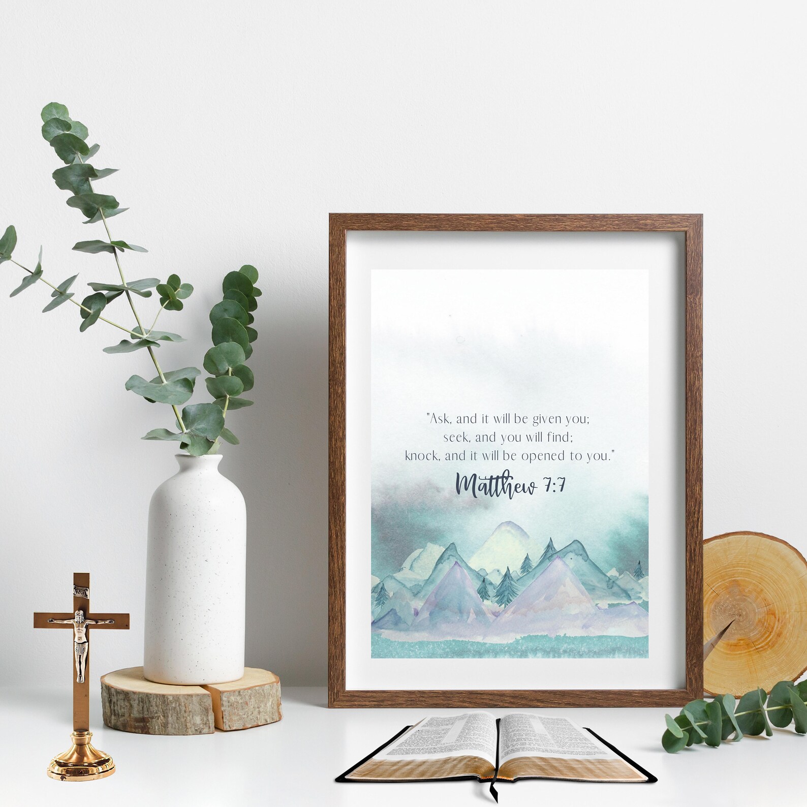 Bible Verse Printable, Matthew 7:7, Digital Art, Digital File Download ...