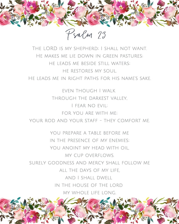 Psalm 23 Bible Verse Printable Digital File Download | Etsy