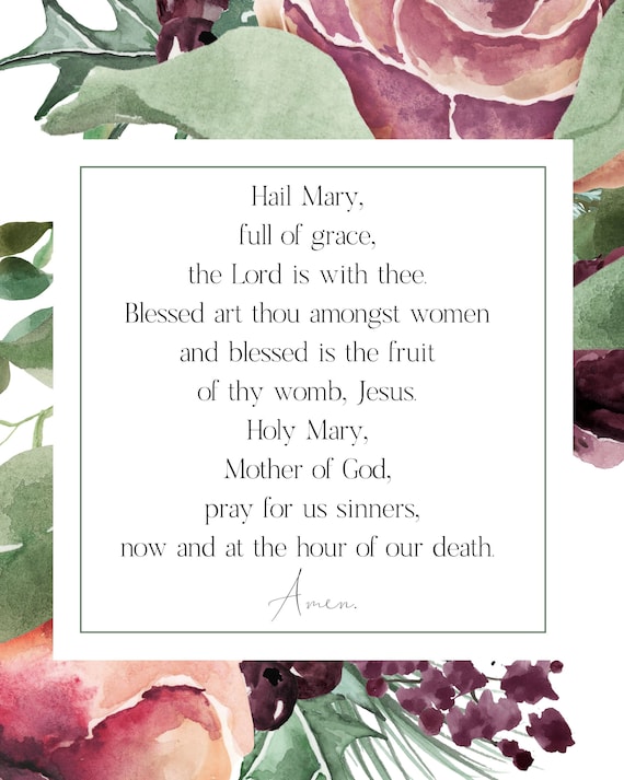 Hail Mary Catholic Prayer Digital Download - Etsy