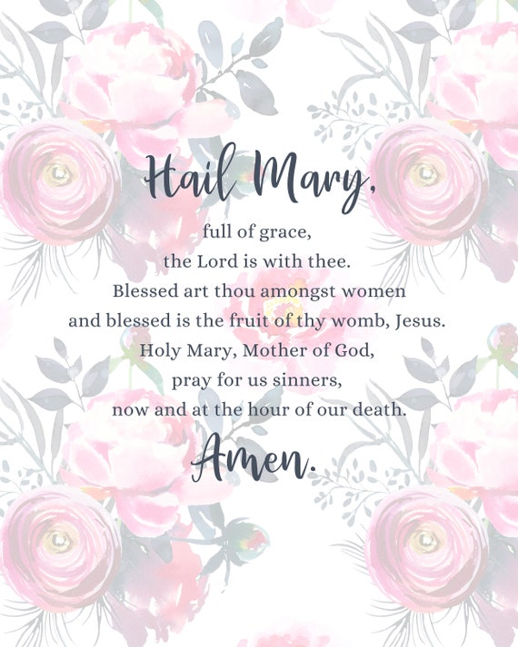 Hail Mary Prayer Catholic Prayer Digital File Download - Etsy