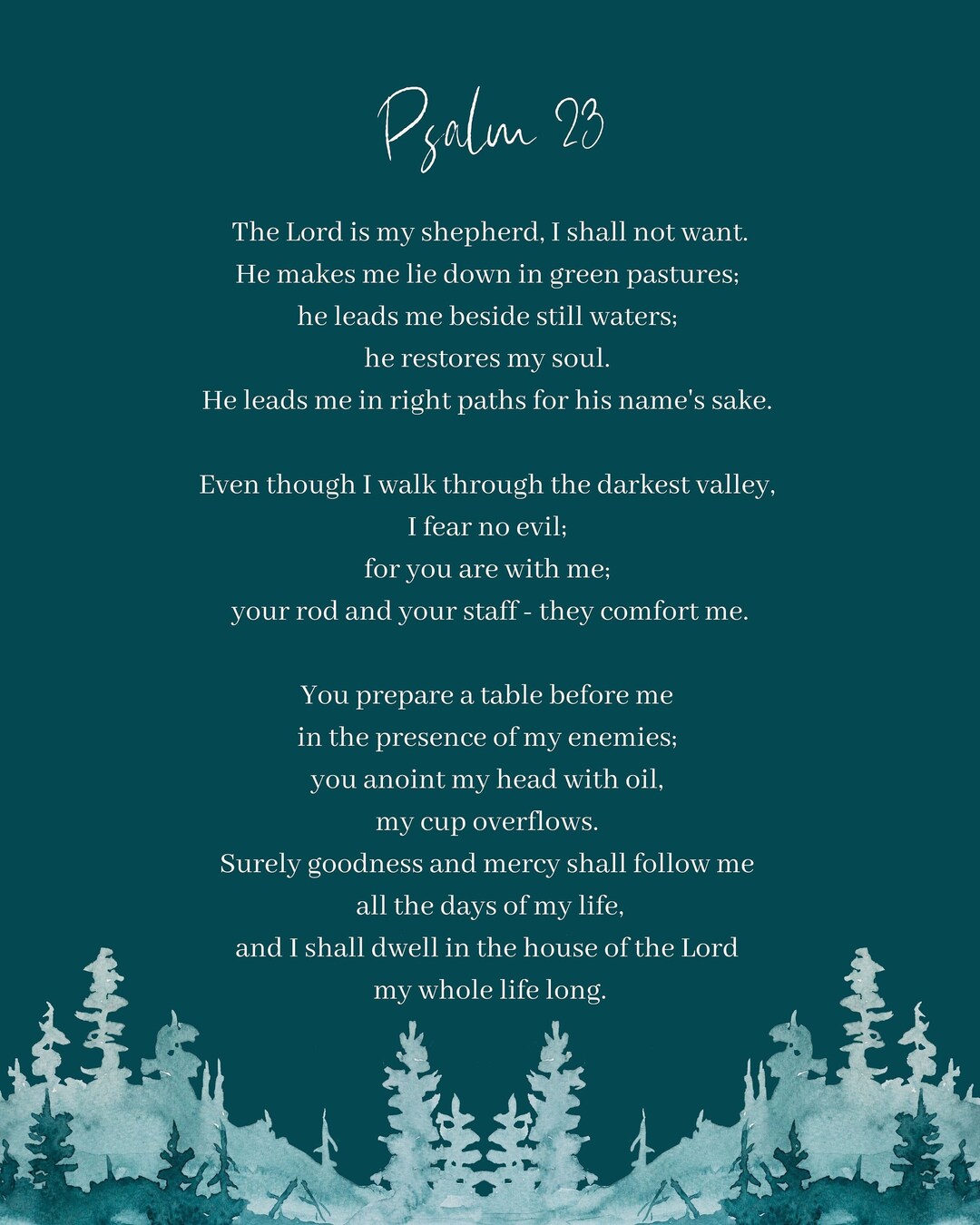 Psalm 23 Bible Verse - Digital File Download - Etsy