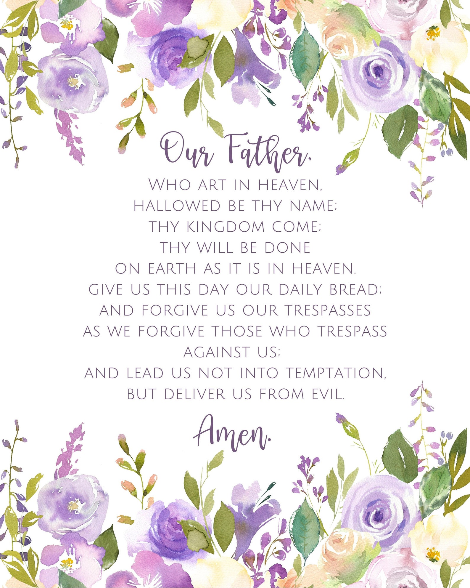 The Lord's Prayer Our Father Prayer Catholic Prayer - Etsy