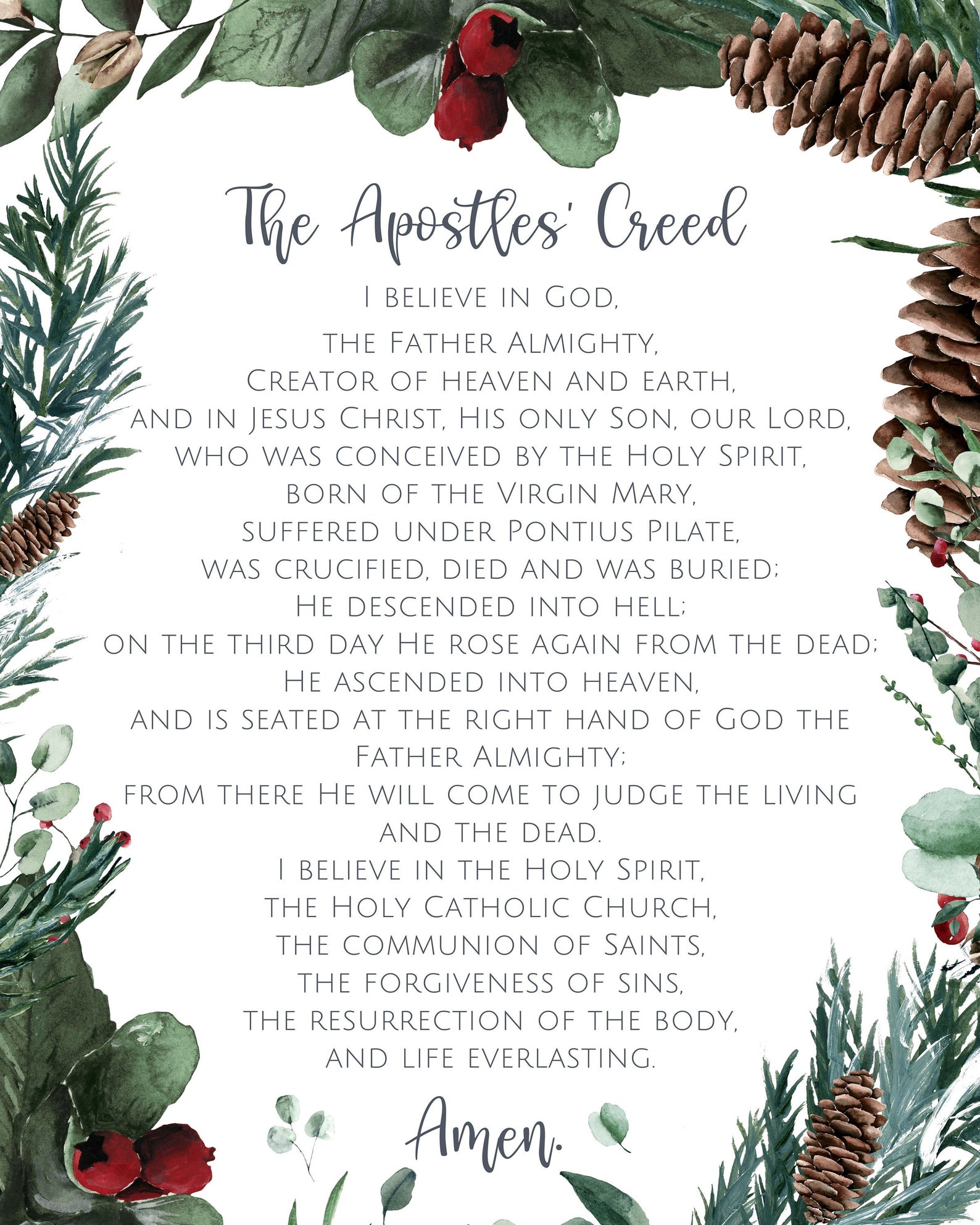 Apostles' Creed Prayer - Digital File Download - Etsy Australia