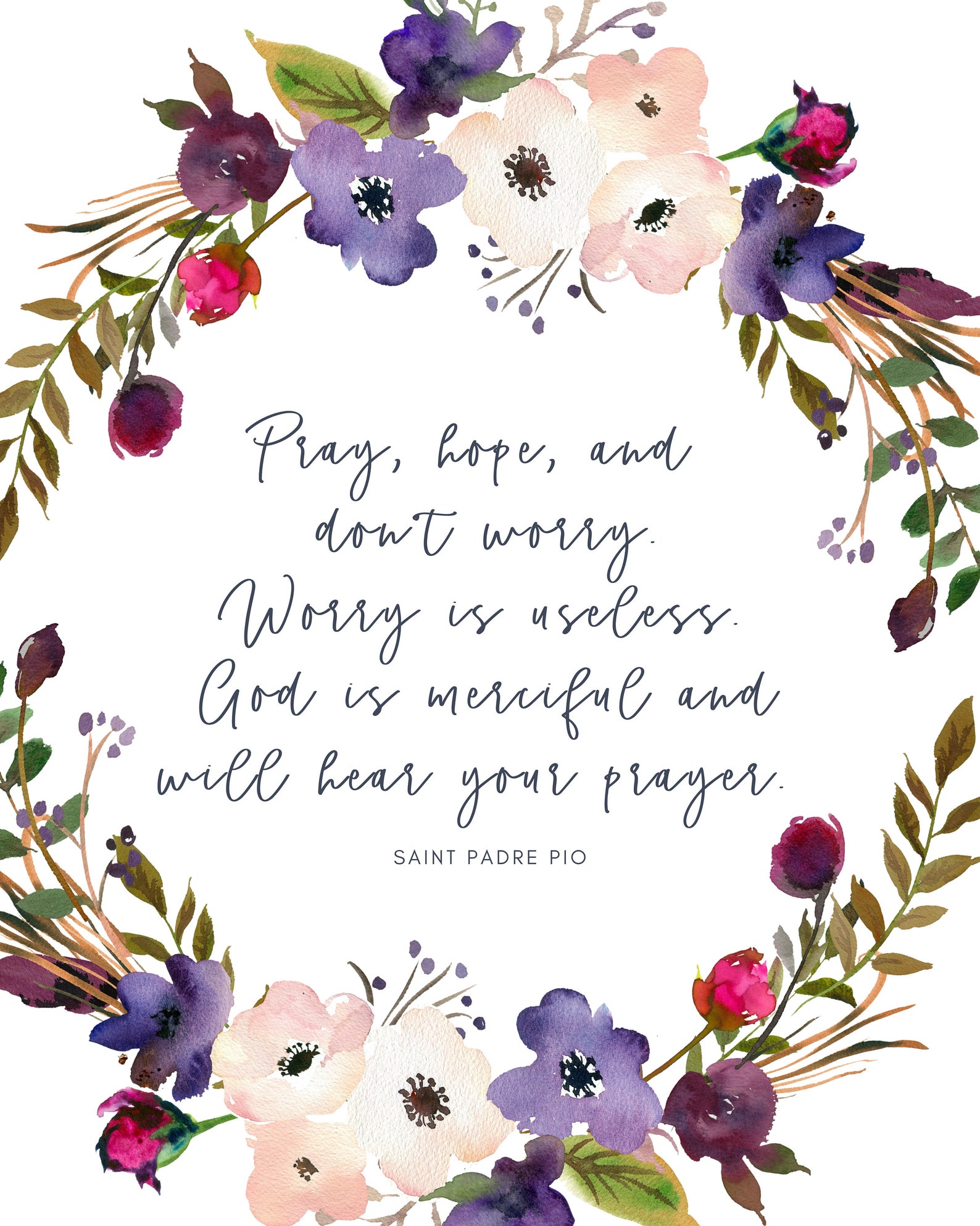 St. Padre Pio Saint Quote Art Catholic Printable - Digital File ...