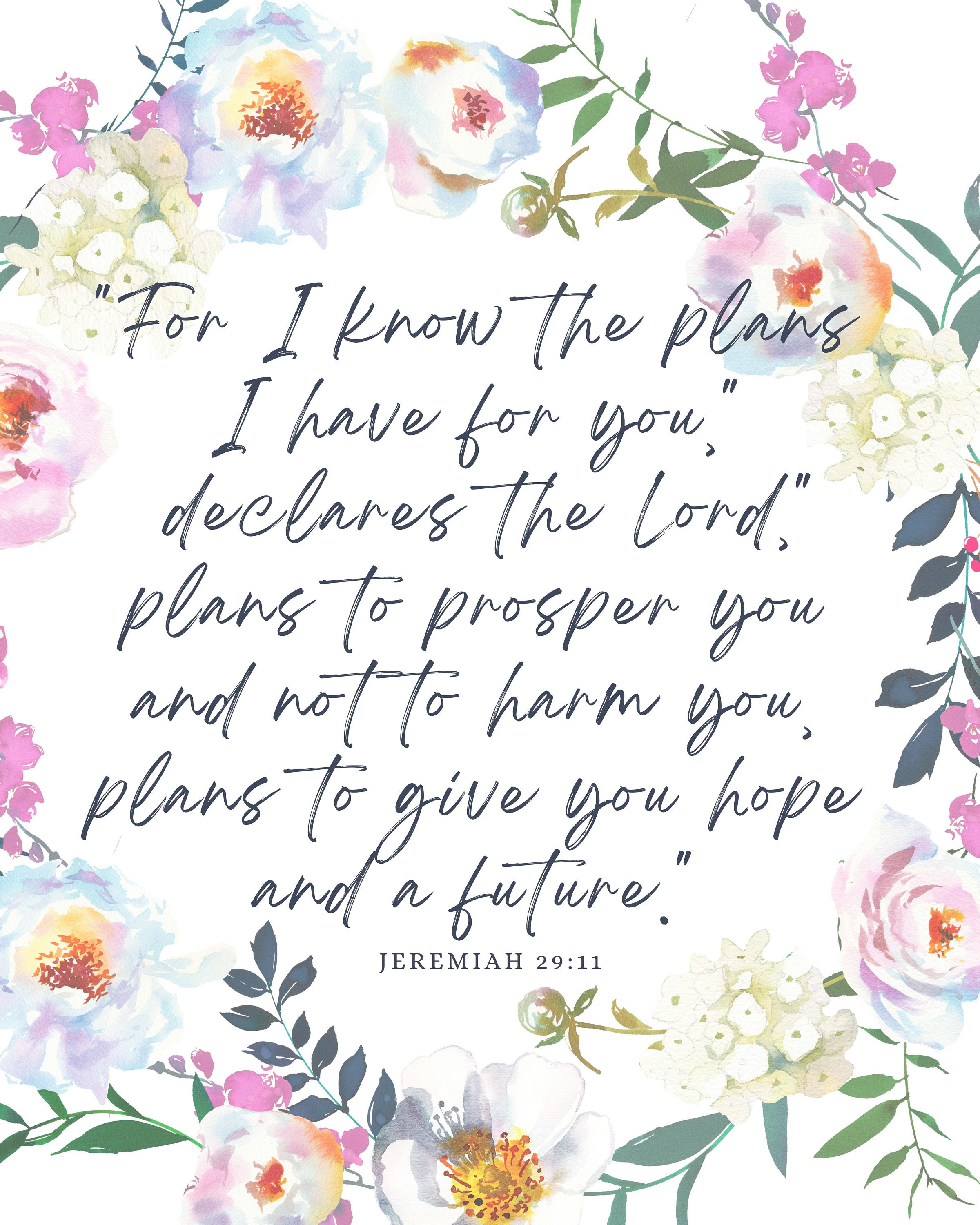 Jeremiah 29:11 Bible Verse, Bible Verse Printable - Digital File ...