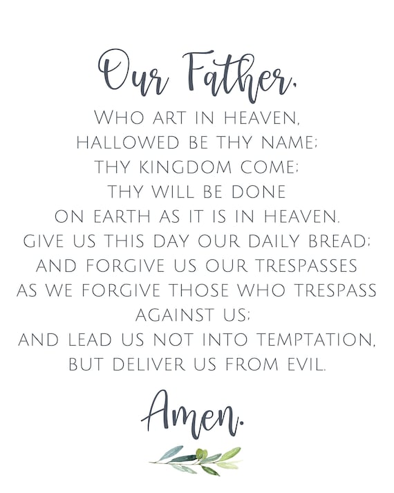 The Lord's Prayer Our Father Prayer Catholic Prayer - Etsy