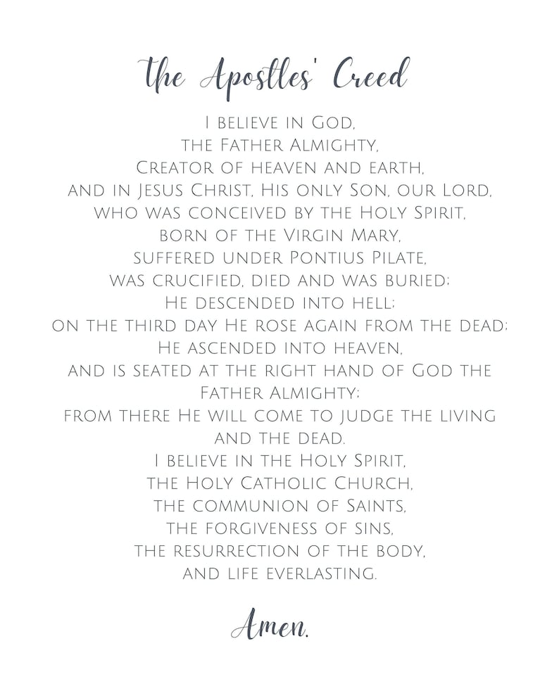 Apostle's Creed Prayer, Catholic Prayer, Digital File Download - Etsy
