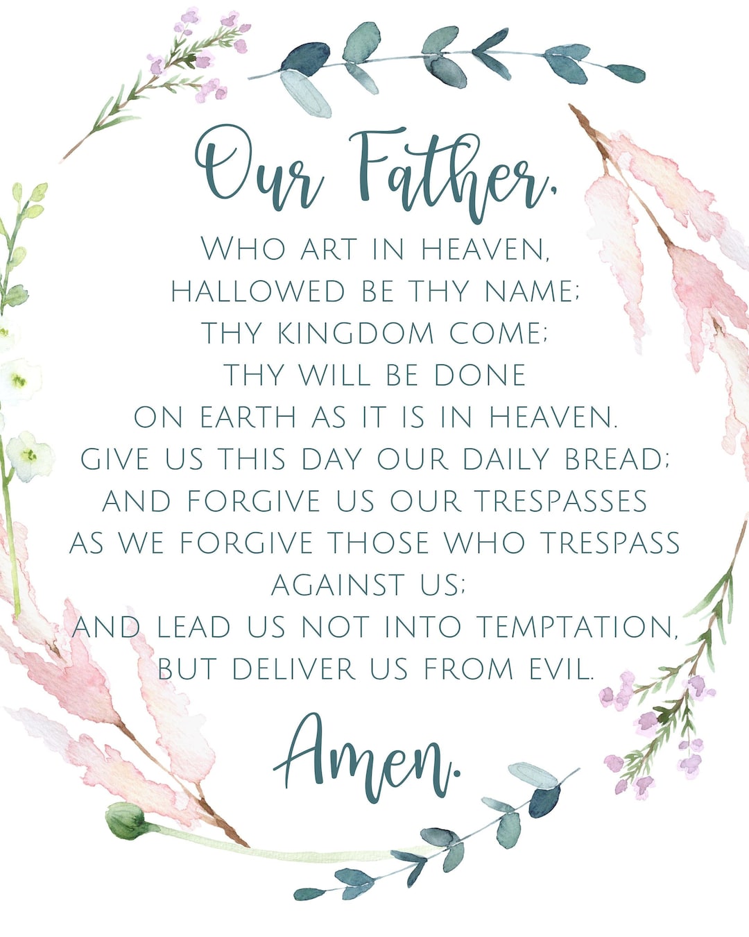 The Lord's Prayer Our Father Prayer Catholic Prayer - Etsy UK