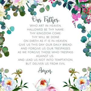 The Lord's Prayer, Our Father Prayer, Catholic Prayer, Digital File ...