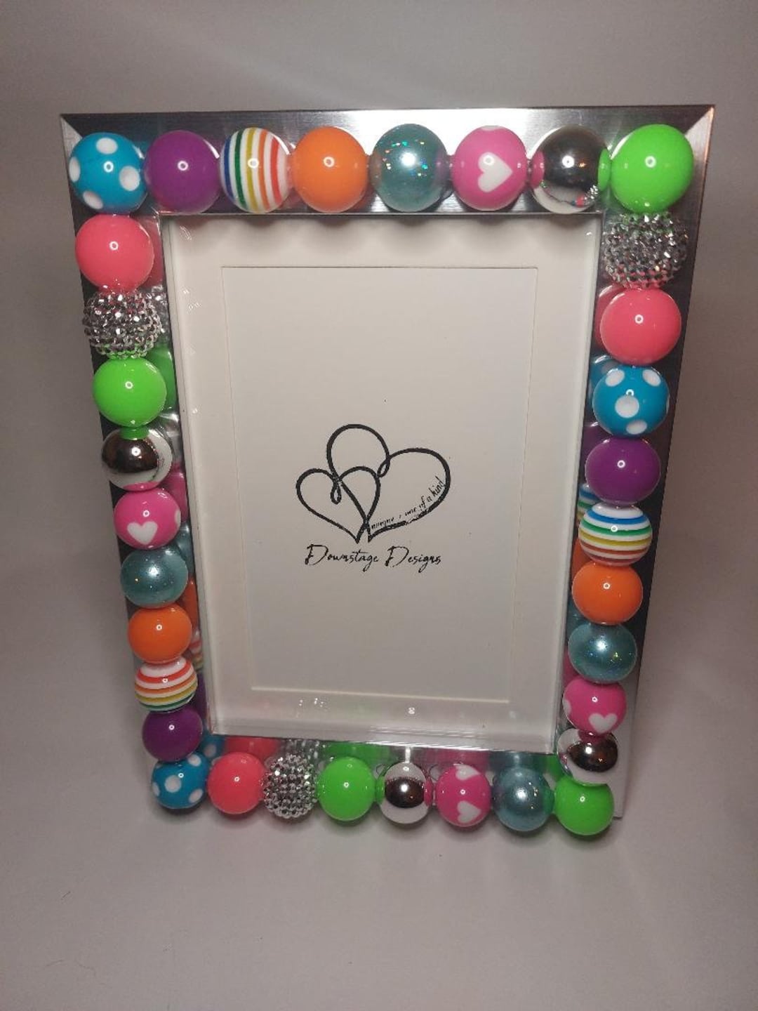Frame, "trolls" Inspired Large Bead Design on a 5x7 Silver Frame - Etsy