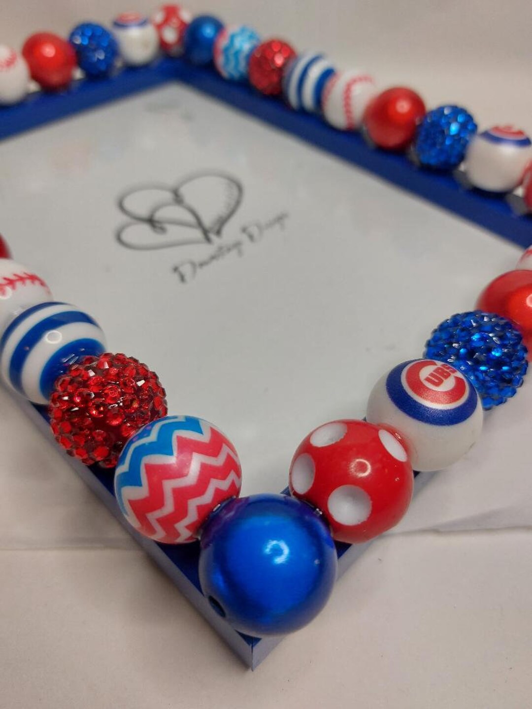 Frame, "chicago Cubs" Inspired Large Bead Design on a 5x7 Blue Frame - Etsy