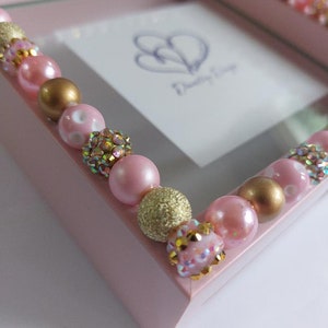 Frame, "pink & Bougie" Small Bead Design on a Infinity Pink Frame - Etsy