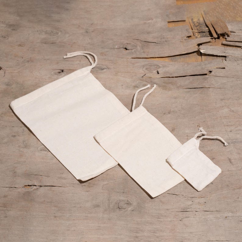 6 X 10 Inches Cotton Single Drawstring Bags - 100% Organic Cotton ...