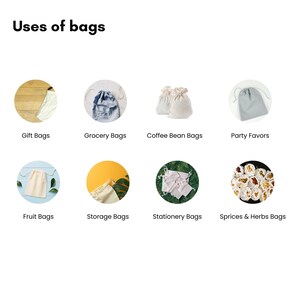 6 X 10 Inches Cotton Single Drawstring Bags - 100% Organic Cotton ...