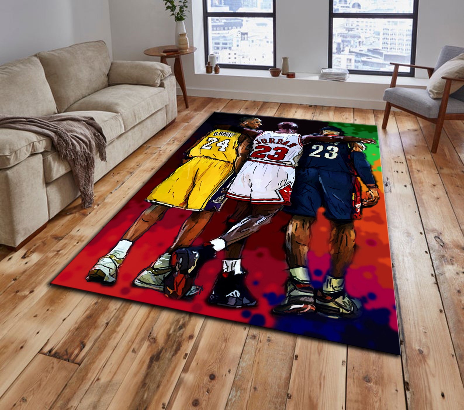 Kobe Bryant x Michael Jordan x LeBron James Rug Basketball | Etsy