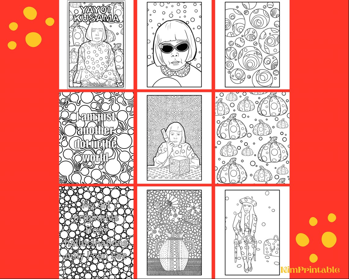 Yayoi Kusama Coloring Book Digital Instant Download | Etsy