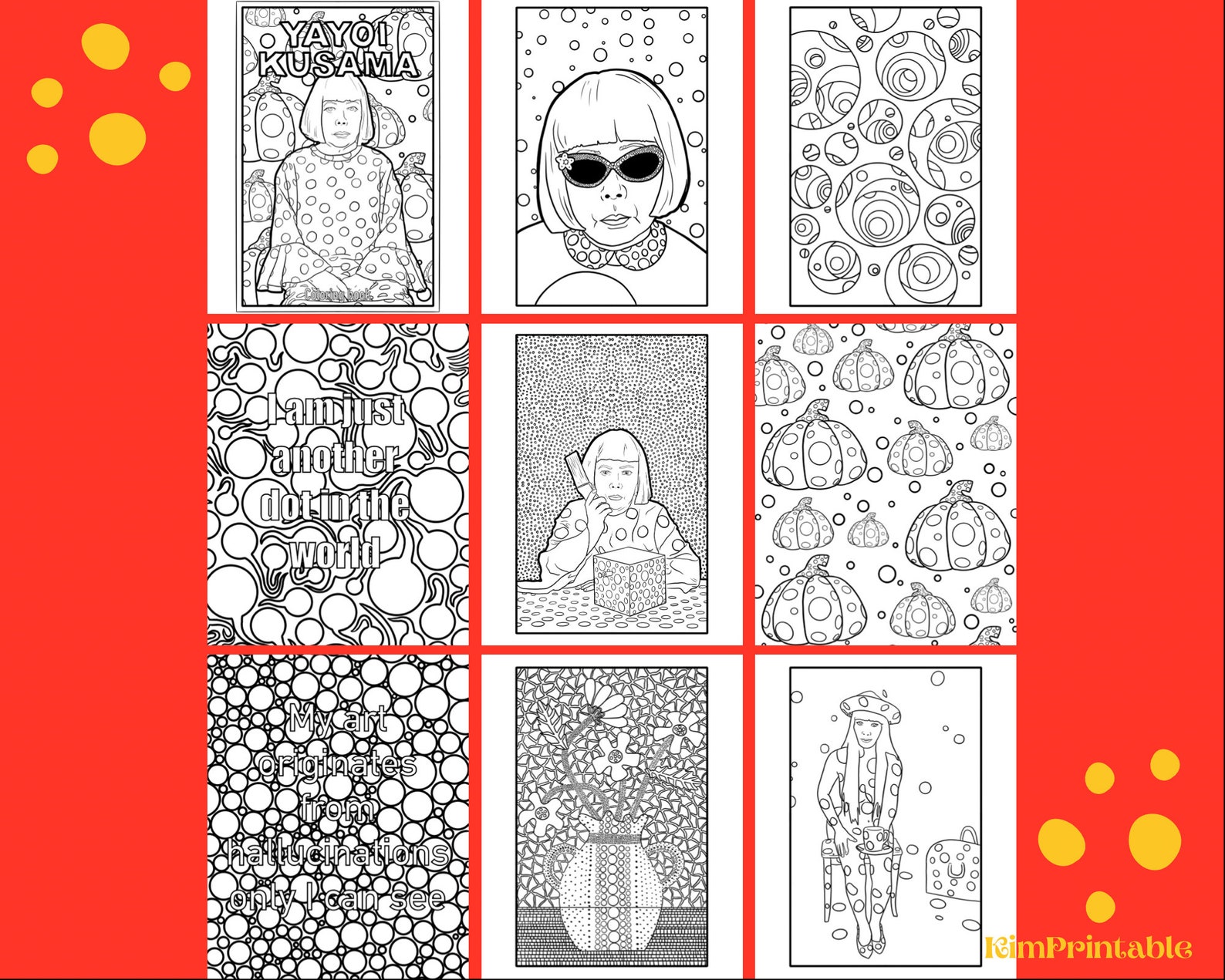 Yayoi Kusama Coloring Book Digital Instant Download | Etsy
