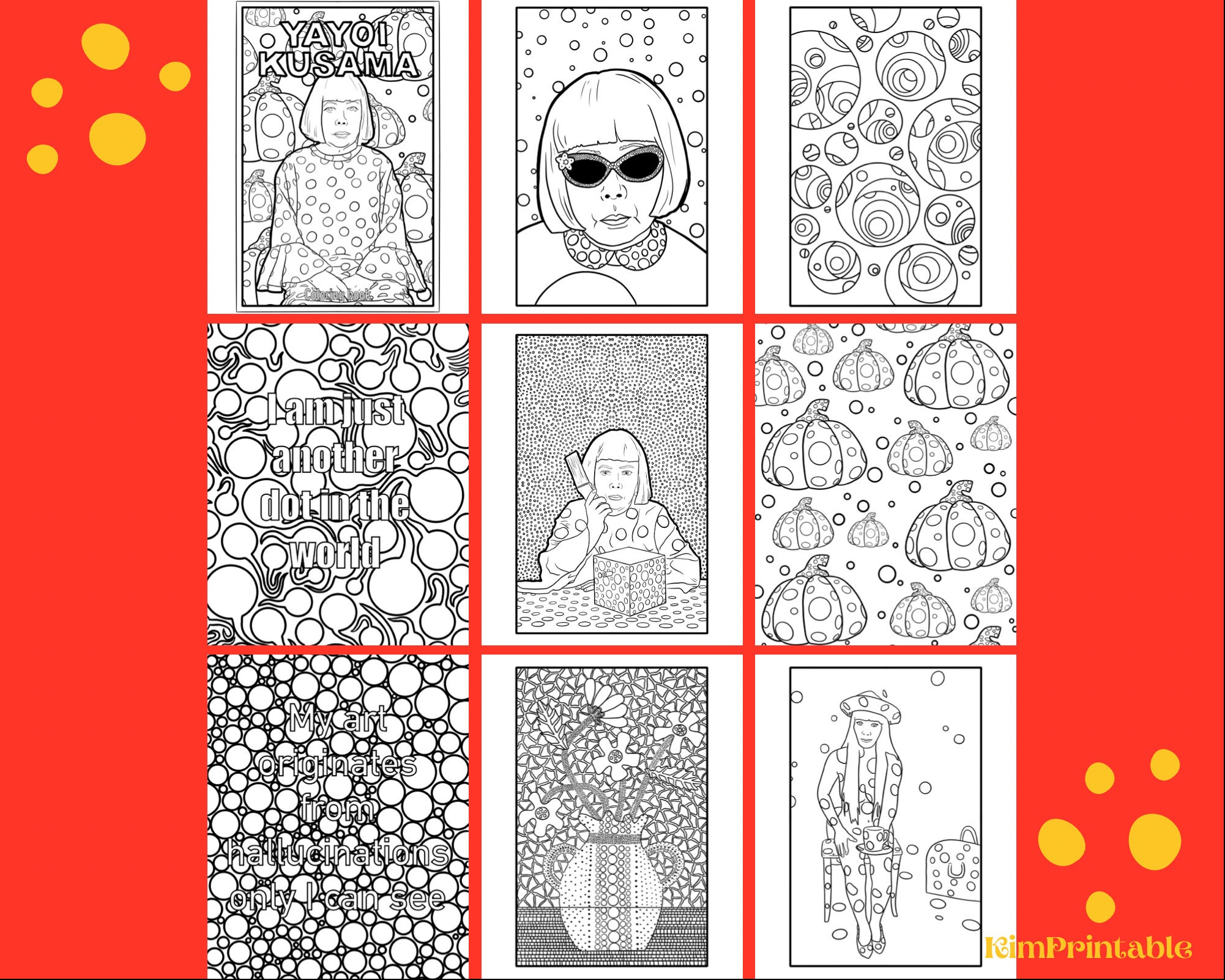 Yayoi Kusama Coloring Book Digital Instant Download | Etsy