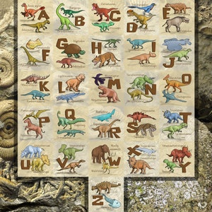 Prehistoric Animals Alphabet Fabric Panel Suitable for Quilt (fabric ...