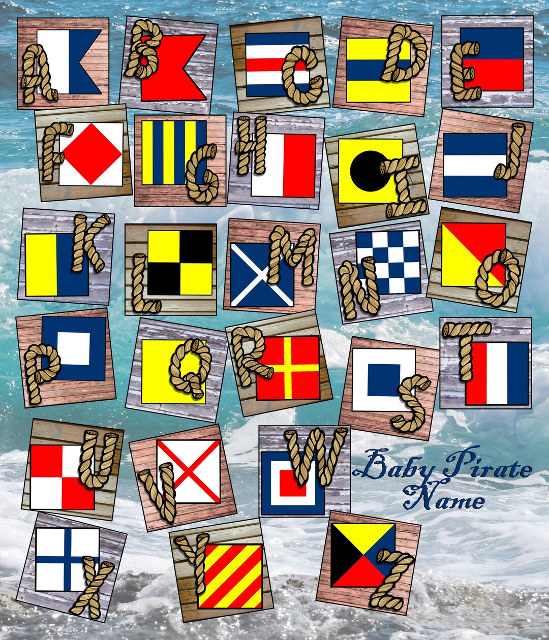 Nautical Flags Alphabet Quilt Panel (FABRIC ONLY) Personalized Lap Size ...