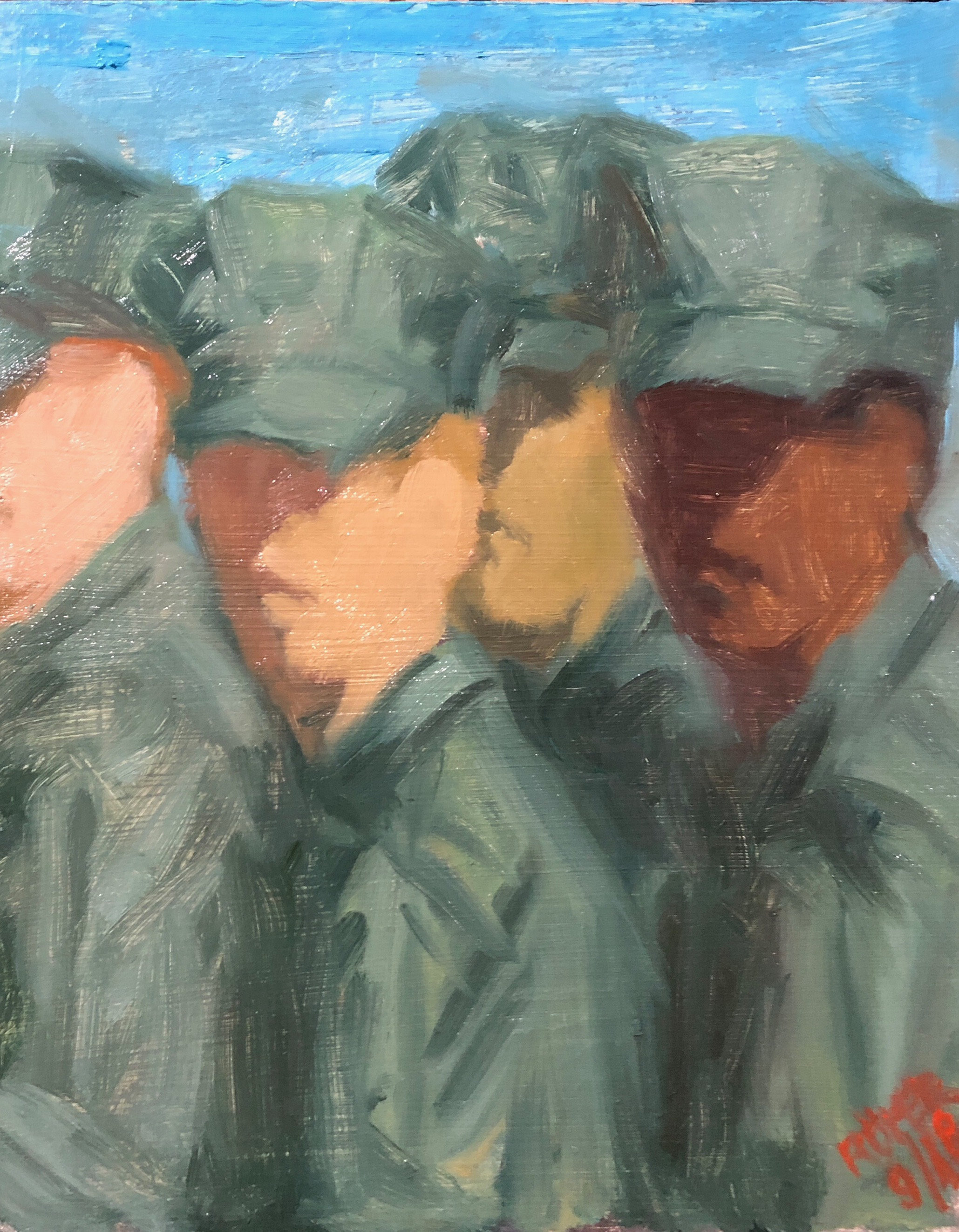 The Un-informed, Oil Painting, 10" X 8" Oil Painting on Panel, Marines ...