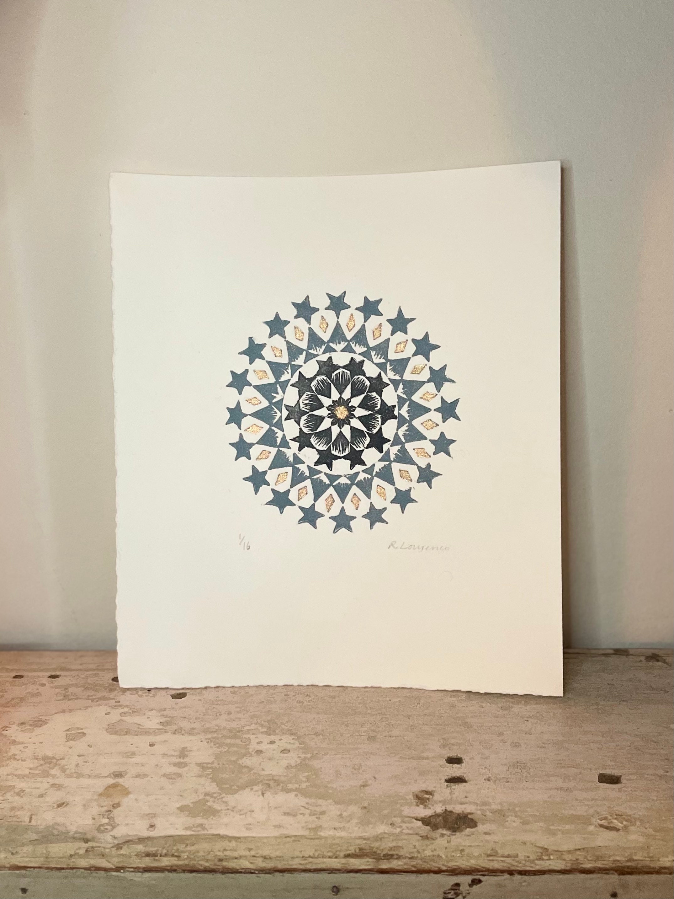 Geometric Circle, jigsaw Lino print - Etsy.de