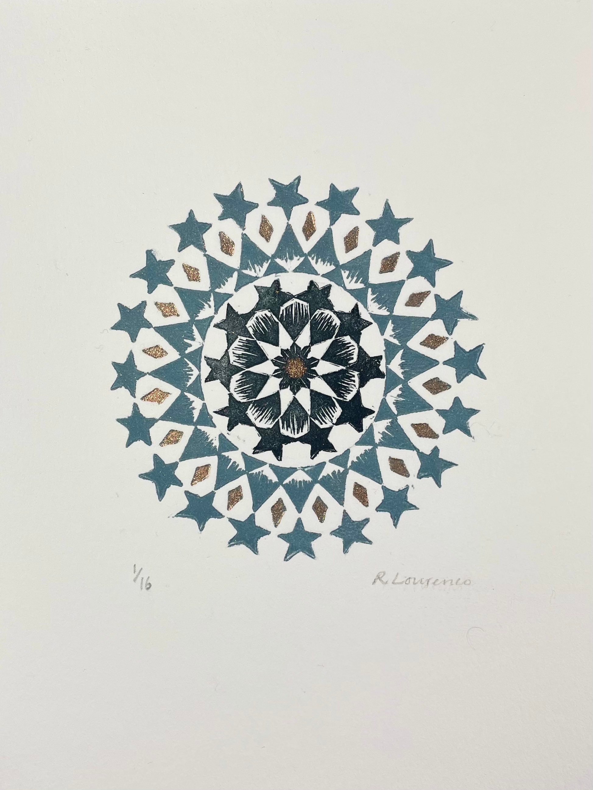 Geometric Circle, jigsaw Lino print - Etsy.de