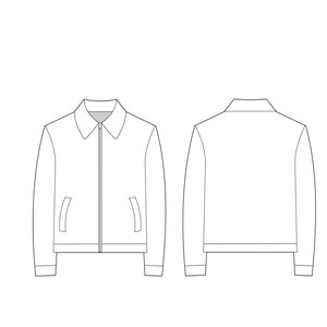 Collared Zip Work Jacket Flat Technical Drawing Illustration Mock-up ...