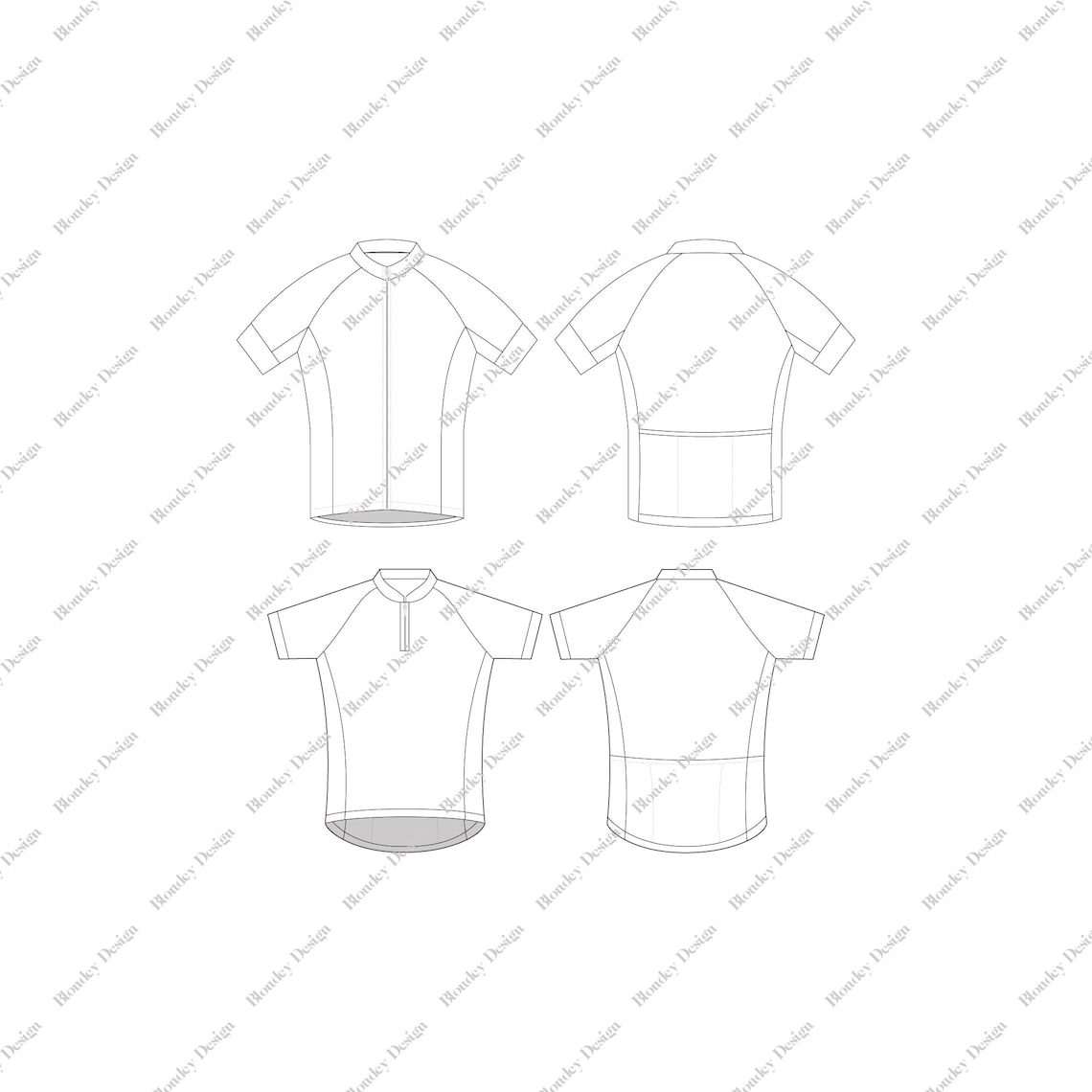 Cycling Jerseys Technical Drawing - Etsy