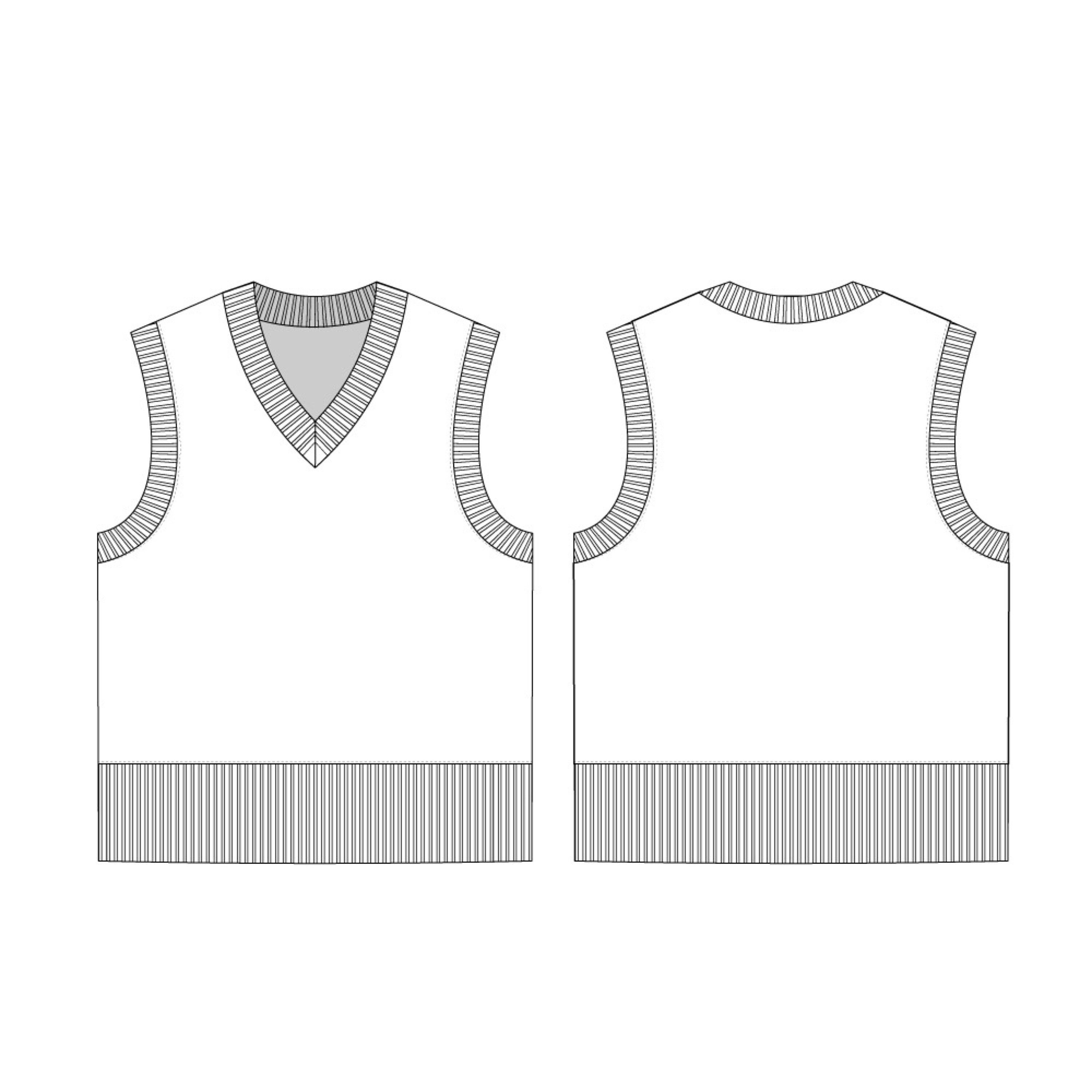 Sweater Vest Flat Vector Technical Drawing Illustration Mock-up ...