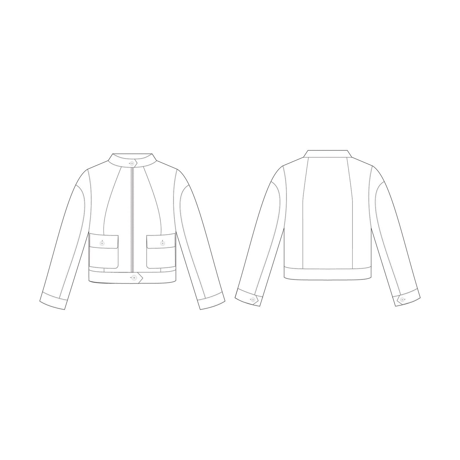 Rider Leather Jacket Flat Vector Technical Drawing Illustration Mock-up ...