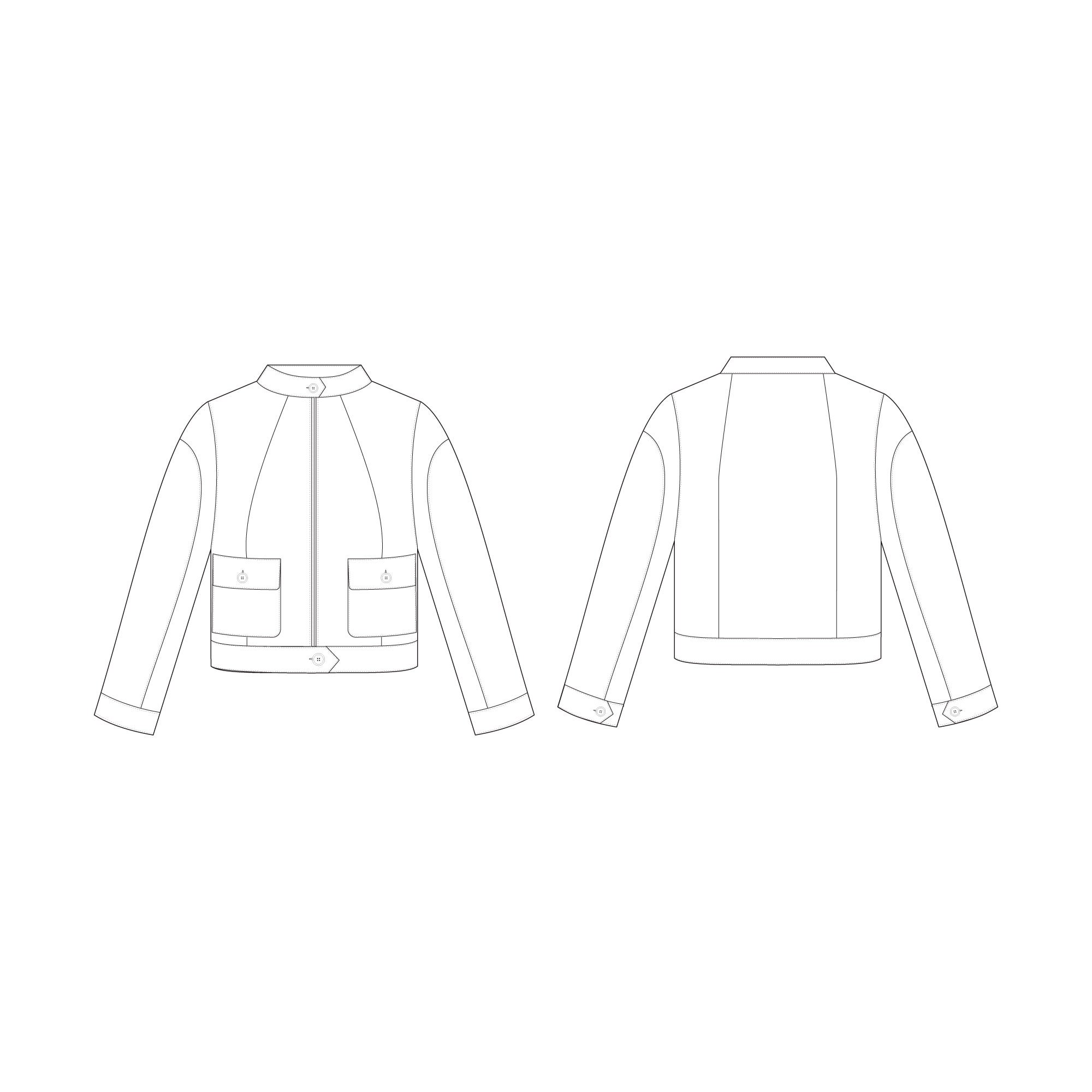 Rider Leather Jacket Flat Vector Technical Drawing Illustration Mock-up ...