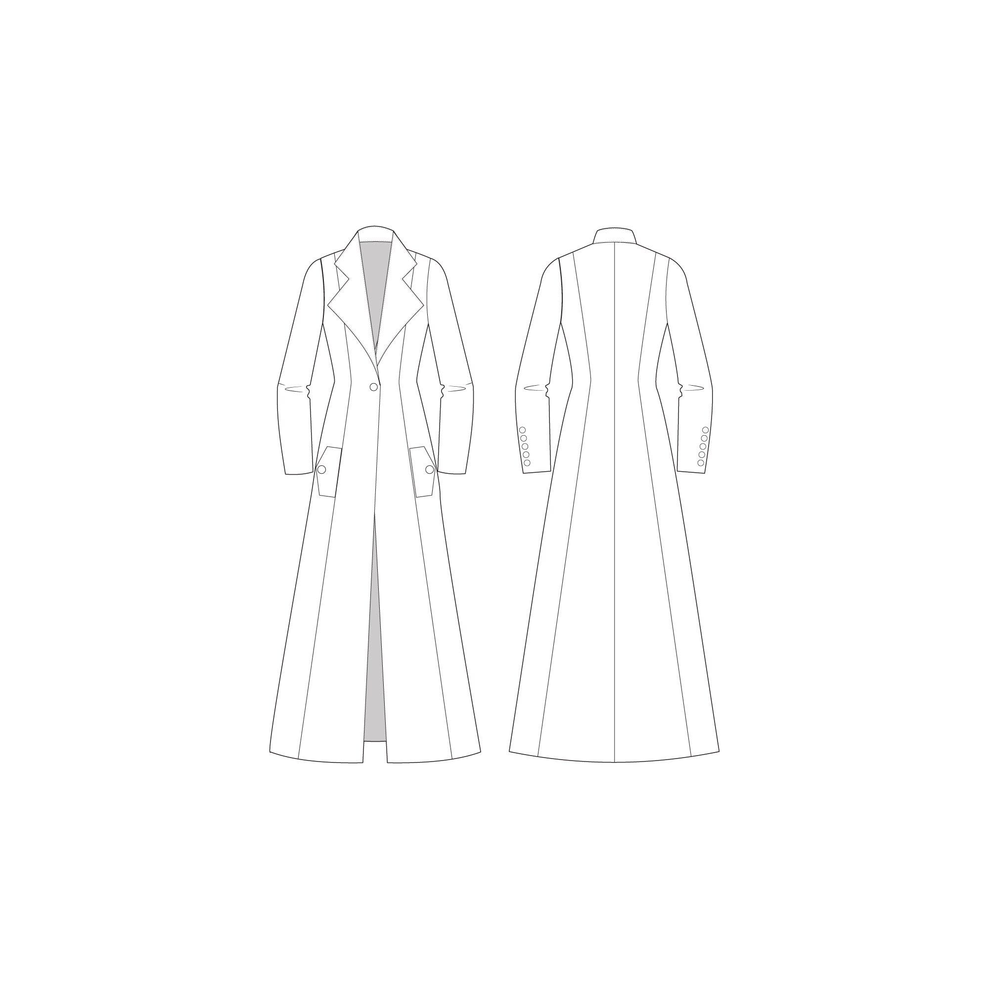 Top Coat Flat Vector Technical Drawing Illustration Mock-up Template ...