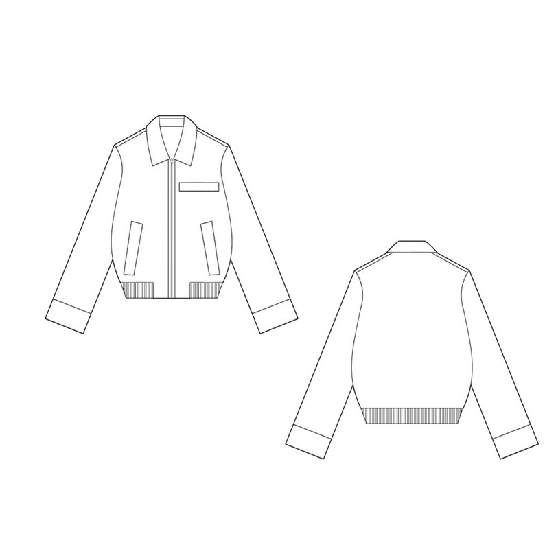 Flight Jacket Flat Technical Drawing Illustration Mock-up - Etsy