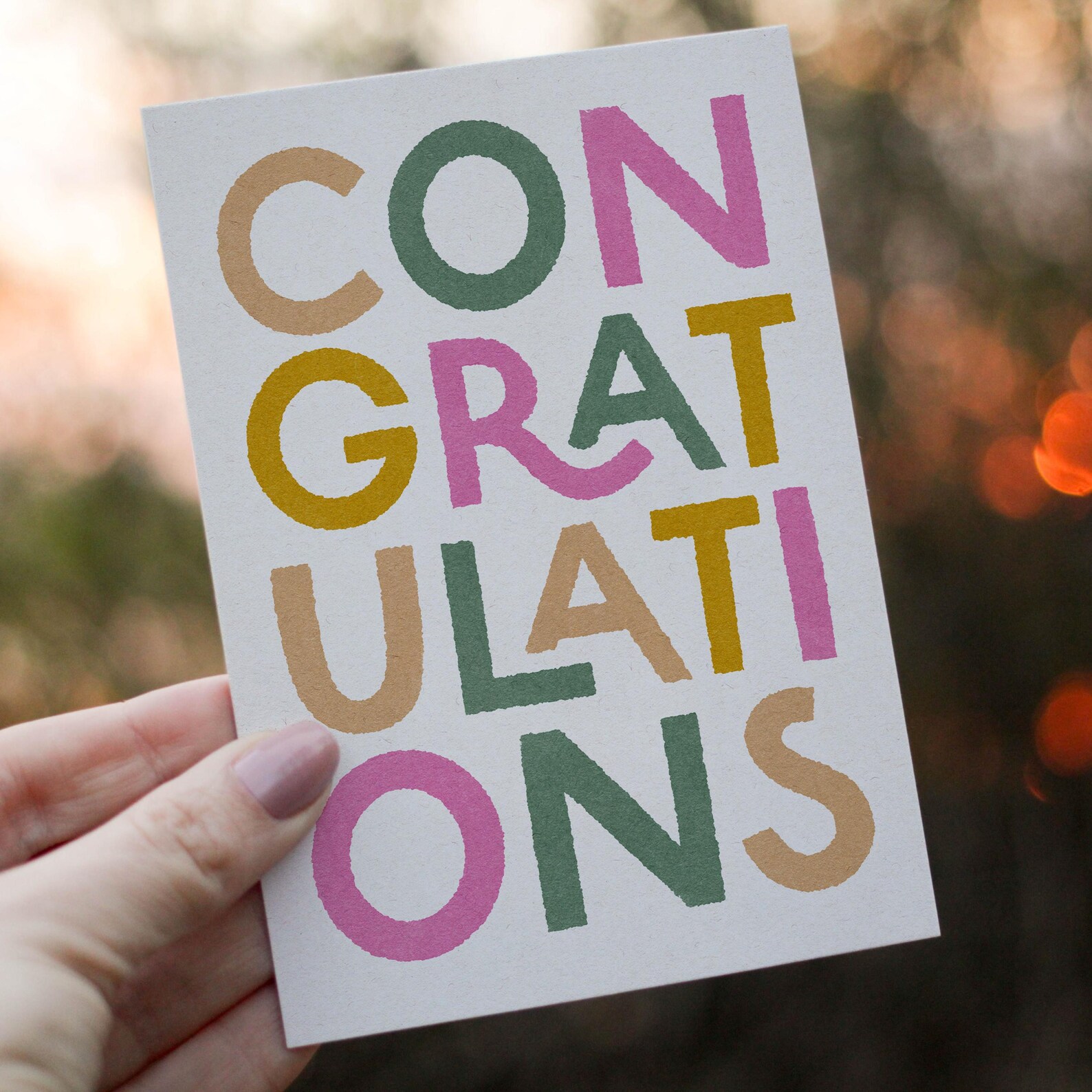 Congratulations Card With Kraft Recycled (brown) Envelope | Colourful ...