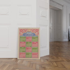 2024 Year Calendar Print Modern Boho Style Art Print A4, A3, A2 Sizes ...