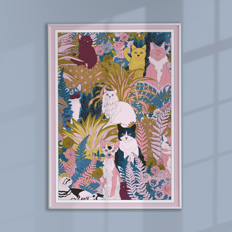 Whimsical Cat Print - Etsy