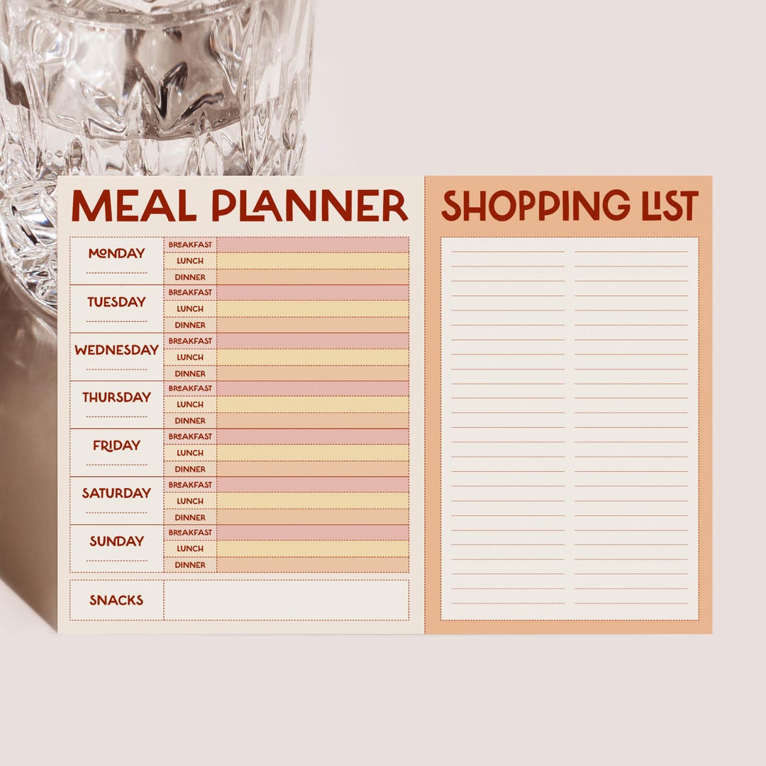Minimalist Weekly Meal Planner & Shopping List: A4 Notepad - Etsy