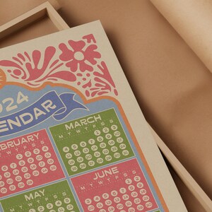 2024 Year Calendar Print Modern Boho Style Art Print A4, A3, A2 Sizes ...