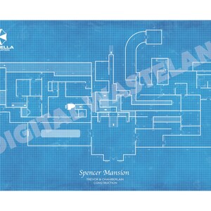 Spencer Mansion Blueprint - 11x17 Poster - Art Print - Etsy