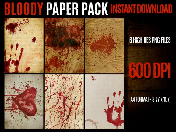 Bloody Paper Textures 6 Pack Template Horror Role | Etsy