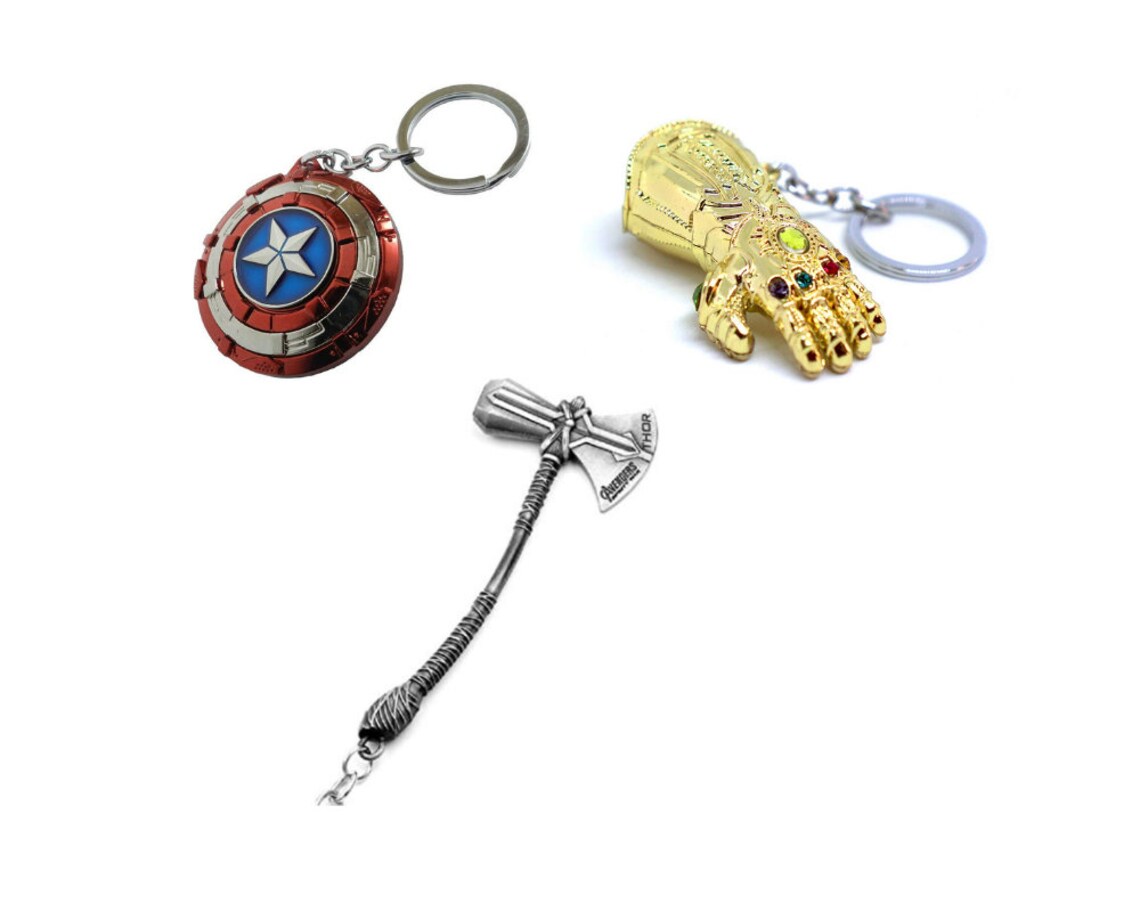 Marvel Avengers Metal Keychain 3pc Set Thor Hammer Key Chain | Etsy