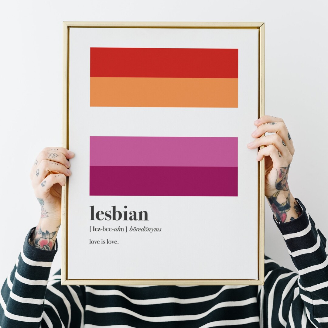 Lesbian, Pride Wall Art, Definition, Dictionary, Rainbow Printable ...