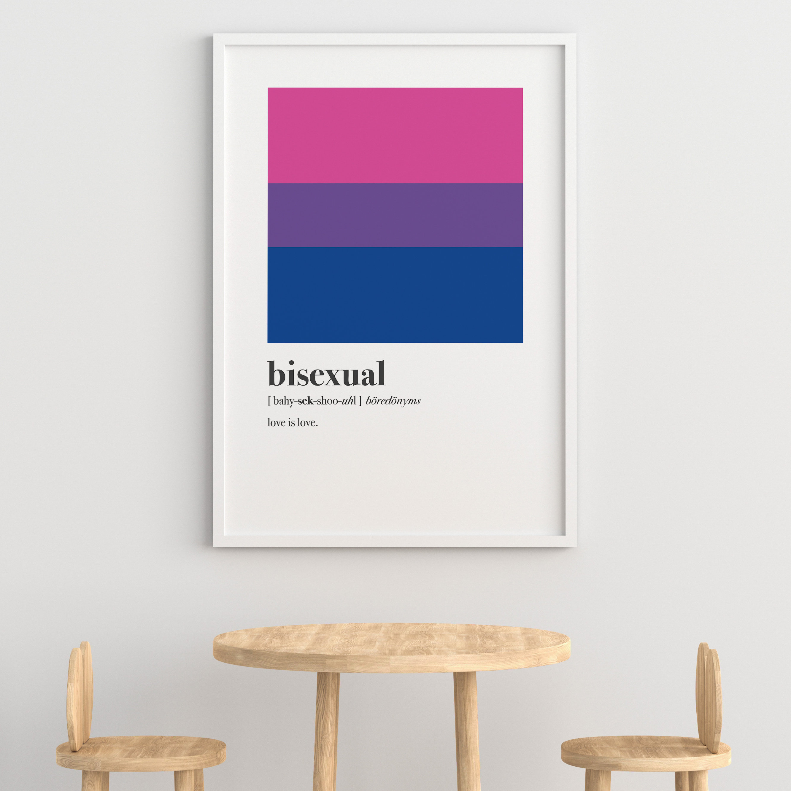 Bisexual, Pride Poster, Definition, Dictionary, Rainbow Wall Art, LGBTQ ...