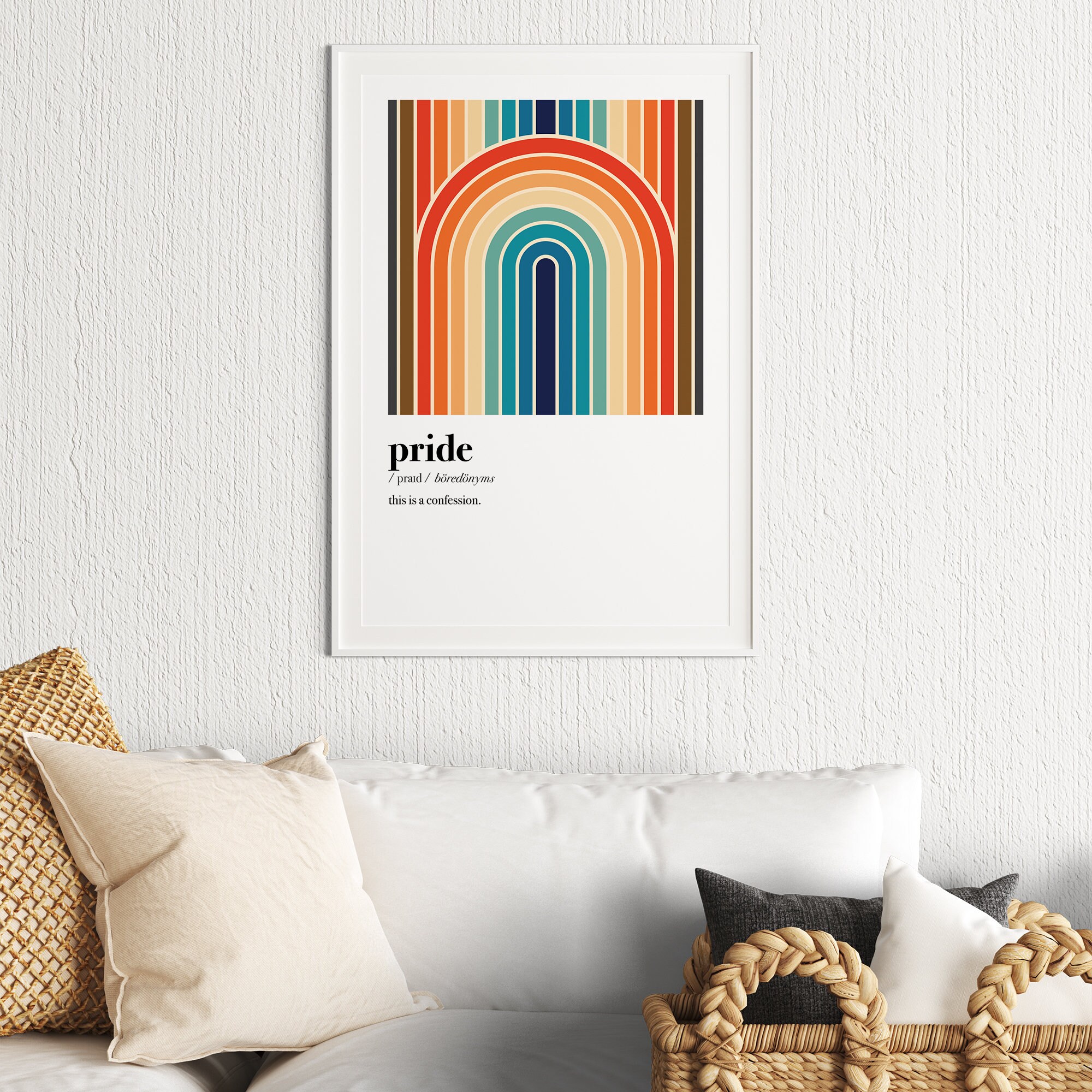 Subtle Gay Pride Print Retro Abstract Rainbow Mid-century - Etsy